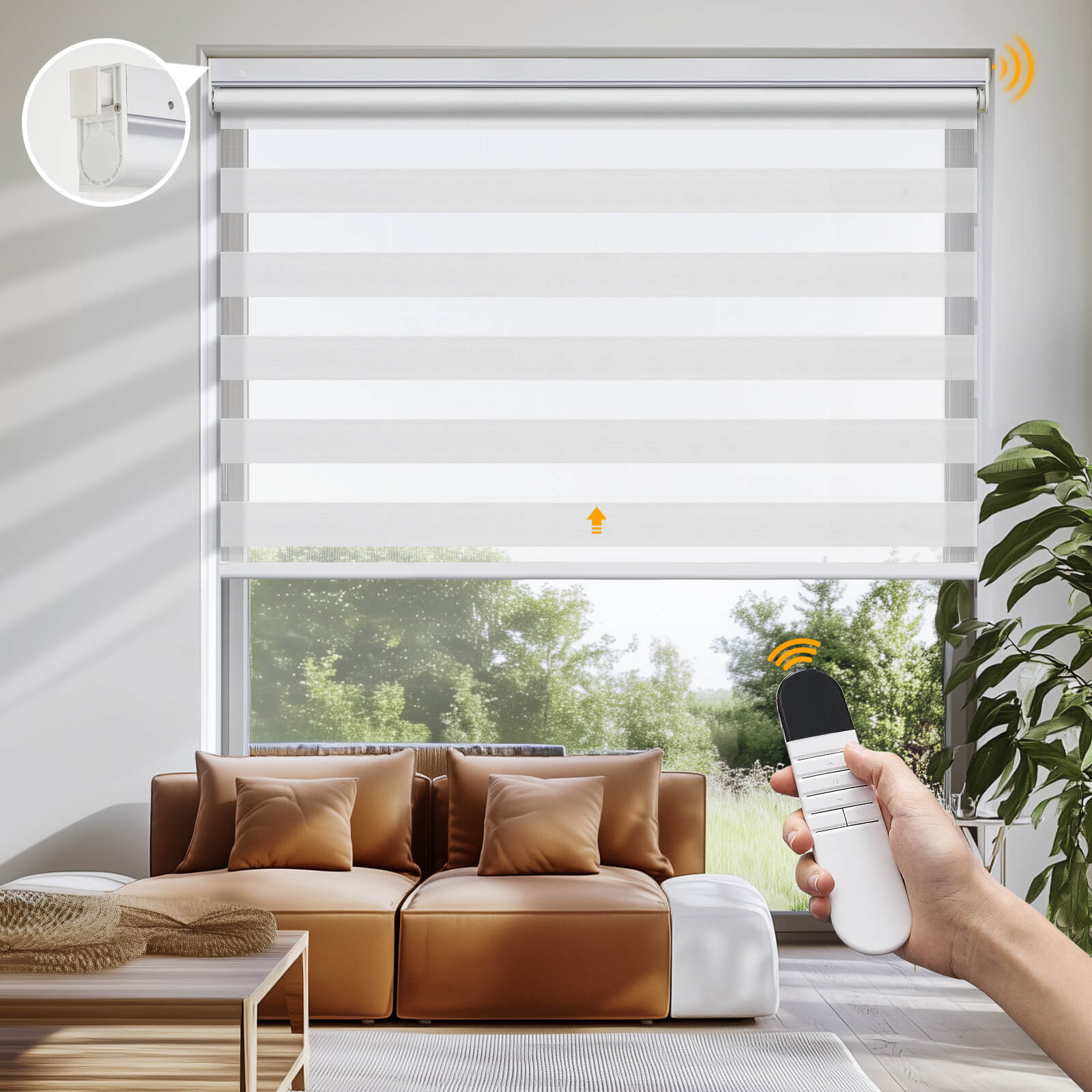 No-Drill Motorized Zebra Shades Custom Light Control | Keego Blinds