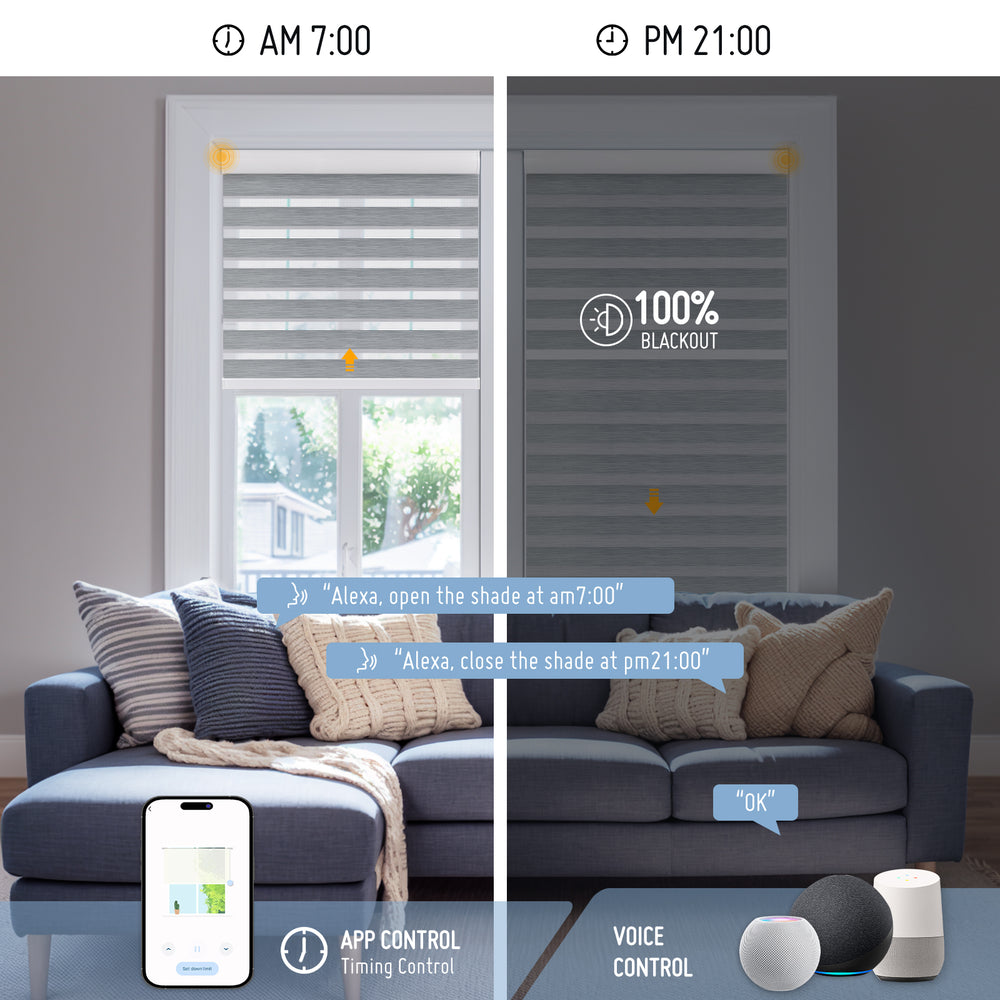 Motorized Zebra Shades | Smart Control with WiFi Sensor | Keego Blinds