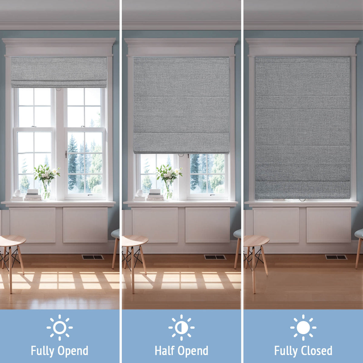 Keego 100% Blackout Cordless Roman Shades – Child-Safe, No-Drill