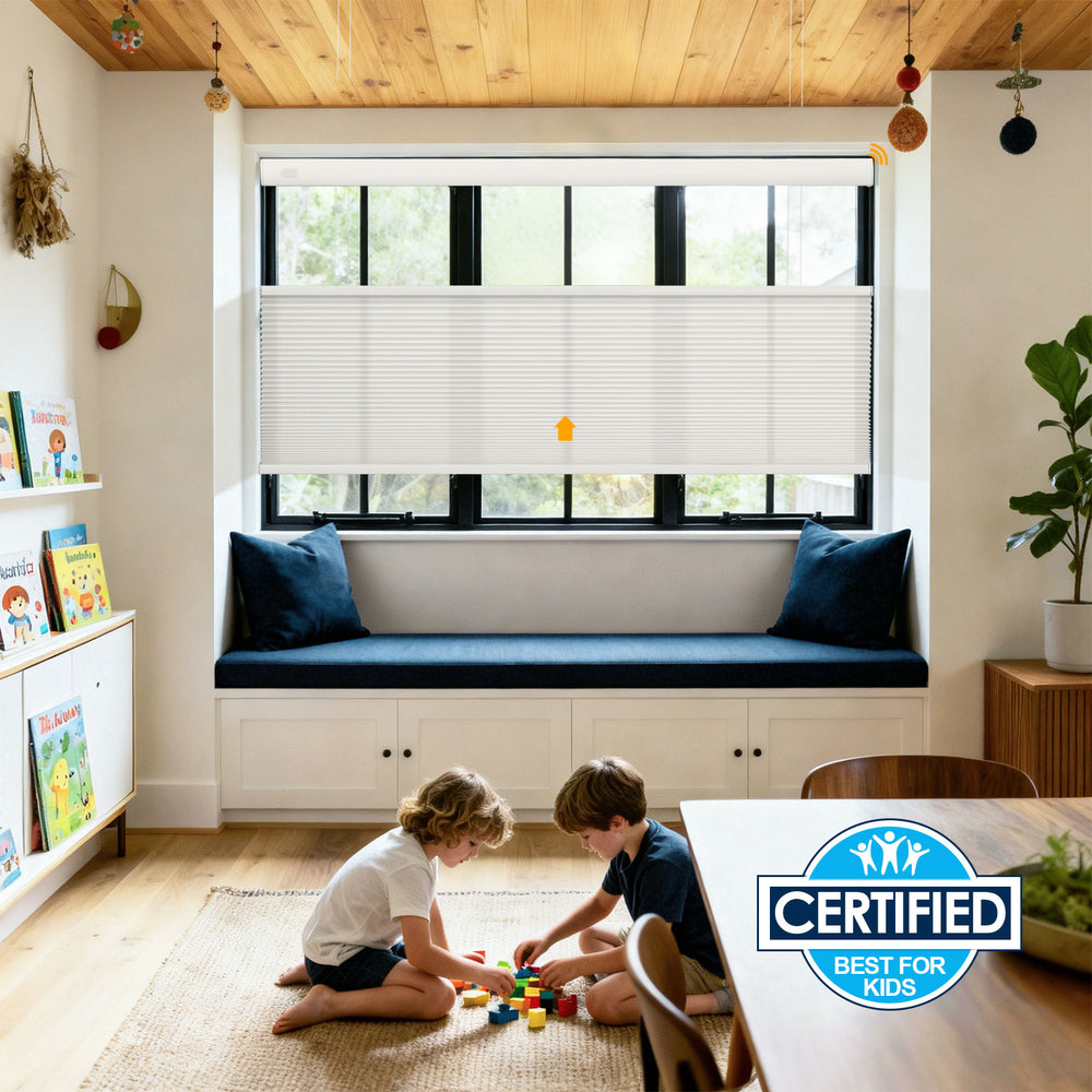 No Drill Motorized Top Down Bottom Up Cellular Shades | Keego Blinds