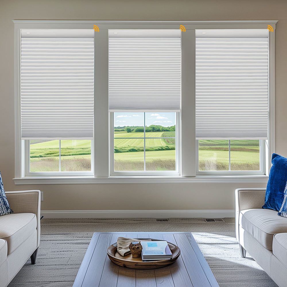 No-Drill Motorized Honeycomb Cellular Shades | Keego Blinds