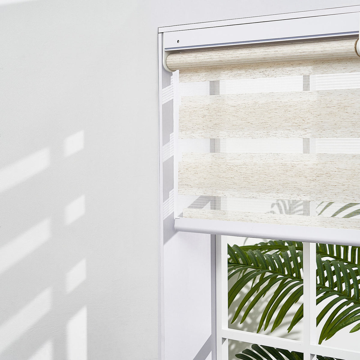 No-Drill Motorized Zebra Shades Custom Light Control | Keego Blinds