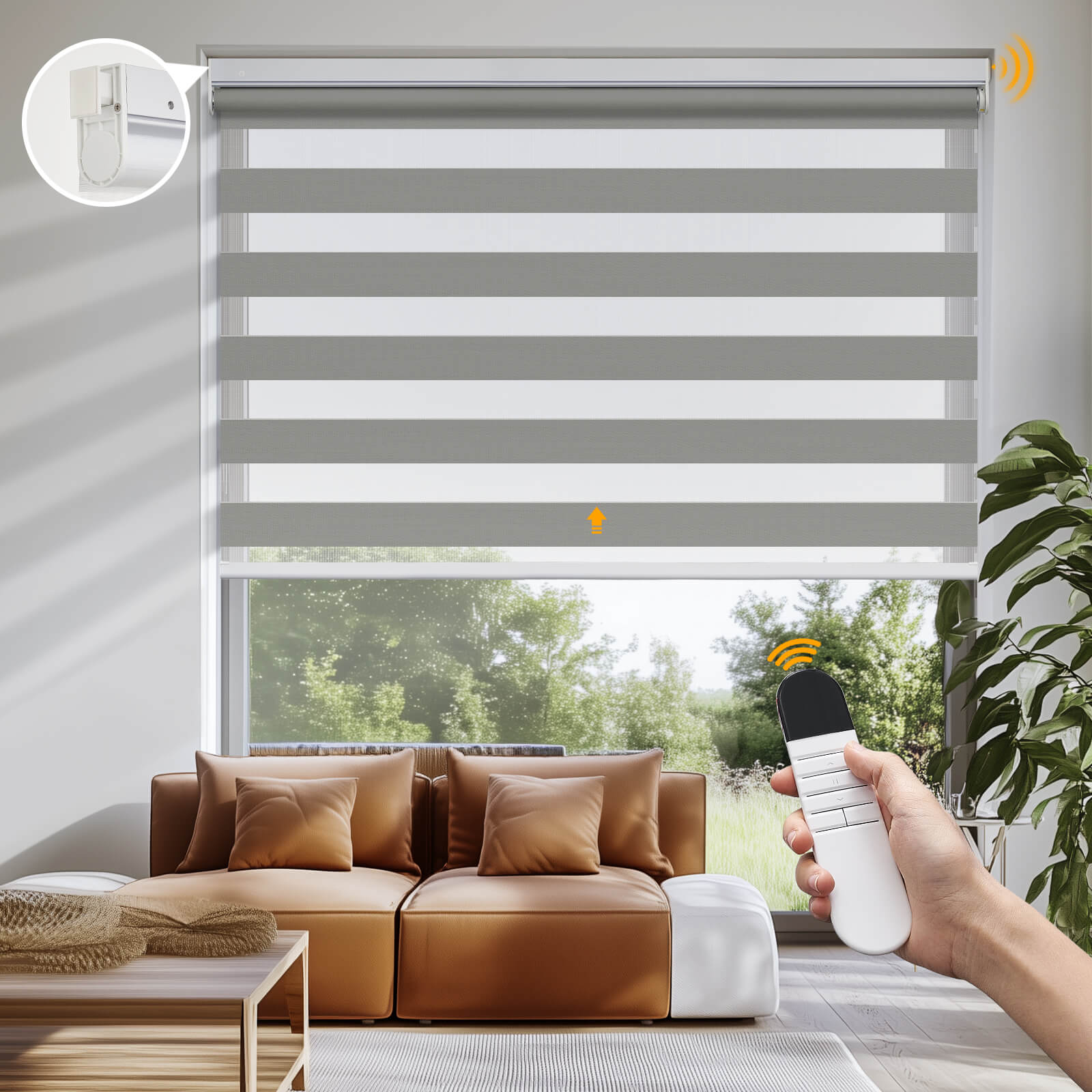 No-Drill Motorized Zebra Shades Custom Light Control | Keego Blinds