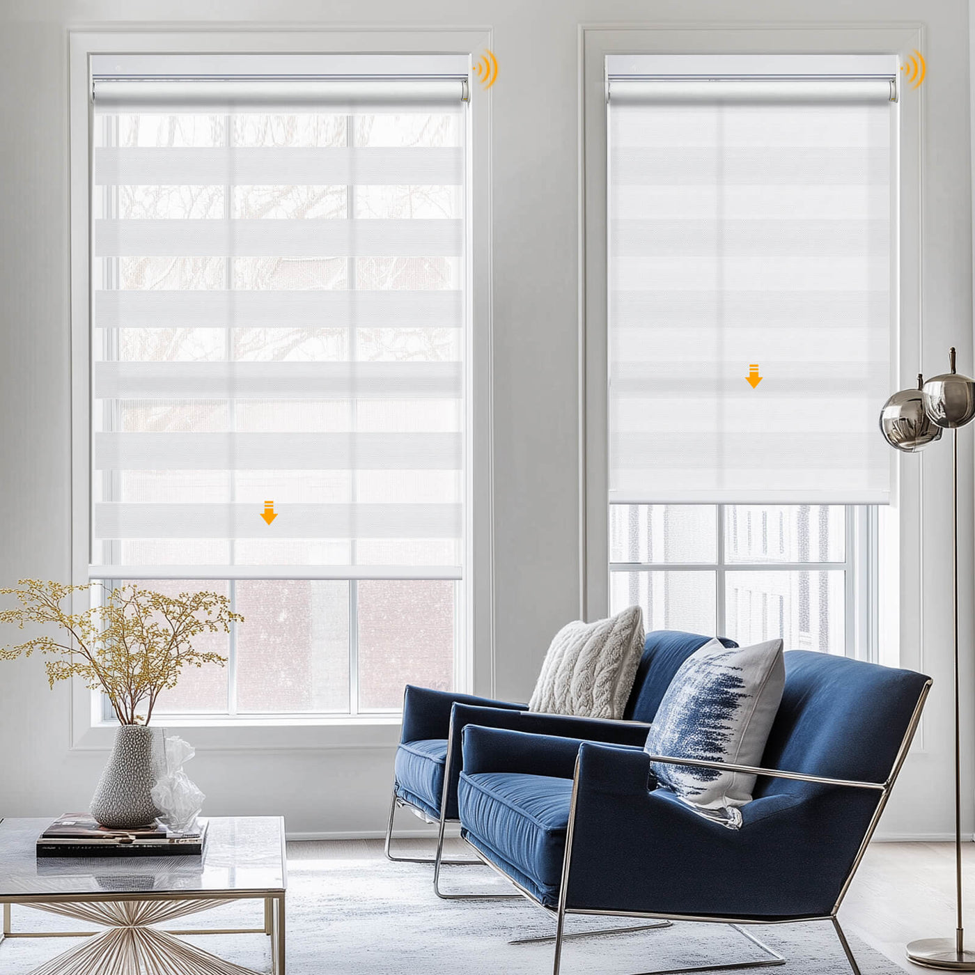 No-Drill Motorized Zebra Shades Custom Light Control | Keego Blinds