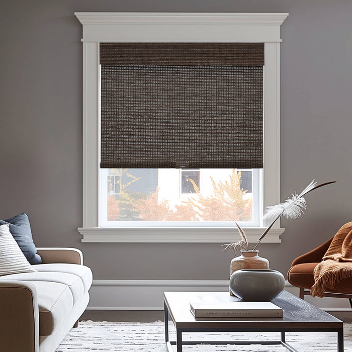 No-Drill Natural Style Ramie Straw Paper Roller Bamboo Shades | Keego ...