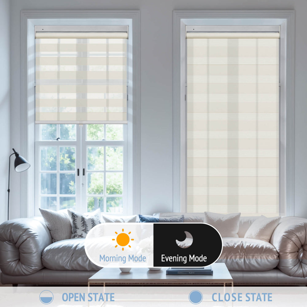 Keego Cordless Zebra Shades - No Drill, Child Safe, UV Protection